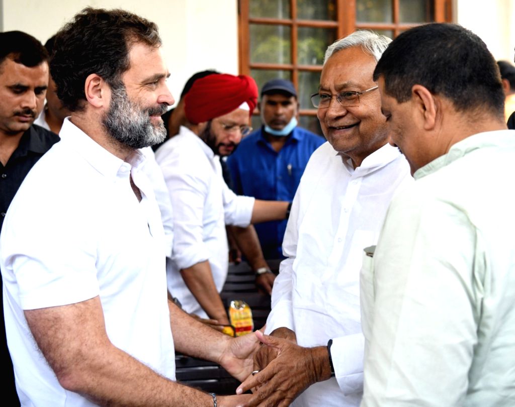 Rahul Gandhi with Bihar CM Nitish Kumar at Congress President ...