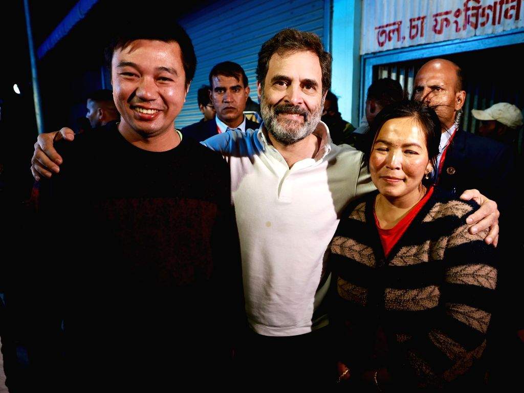 Congress leader Rahul Gandhi with people during the 'Bharat Jodo Nyay Yatra