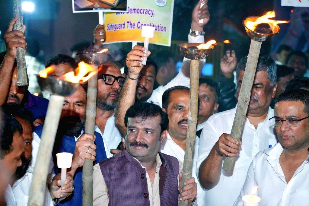 Congress Members Stage Candlelight March