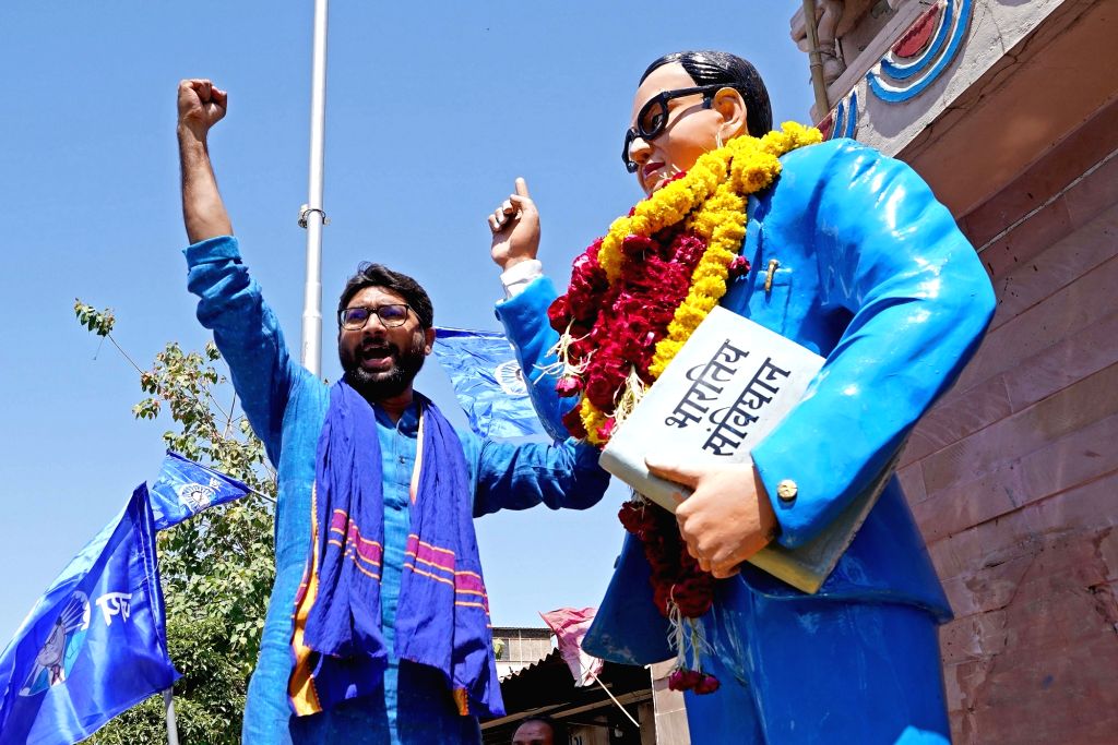 : Ahmedabad: Congress MLA Jignesh Mevani pays tribute to Dr. BR Ambedkar