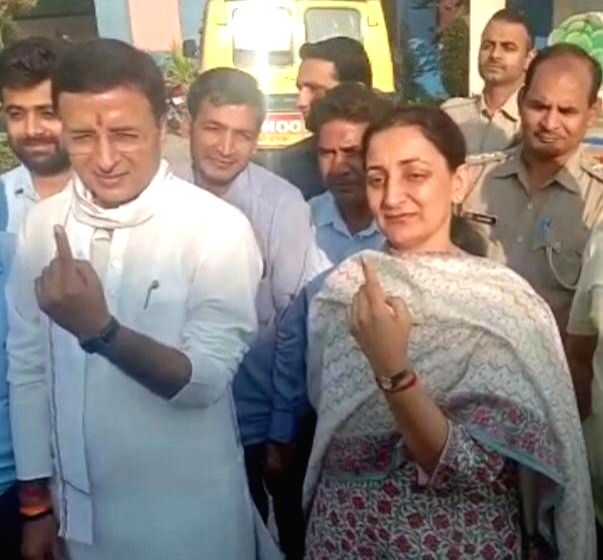 Randeep Singh Surjewala after casting his vote