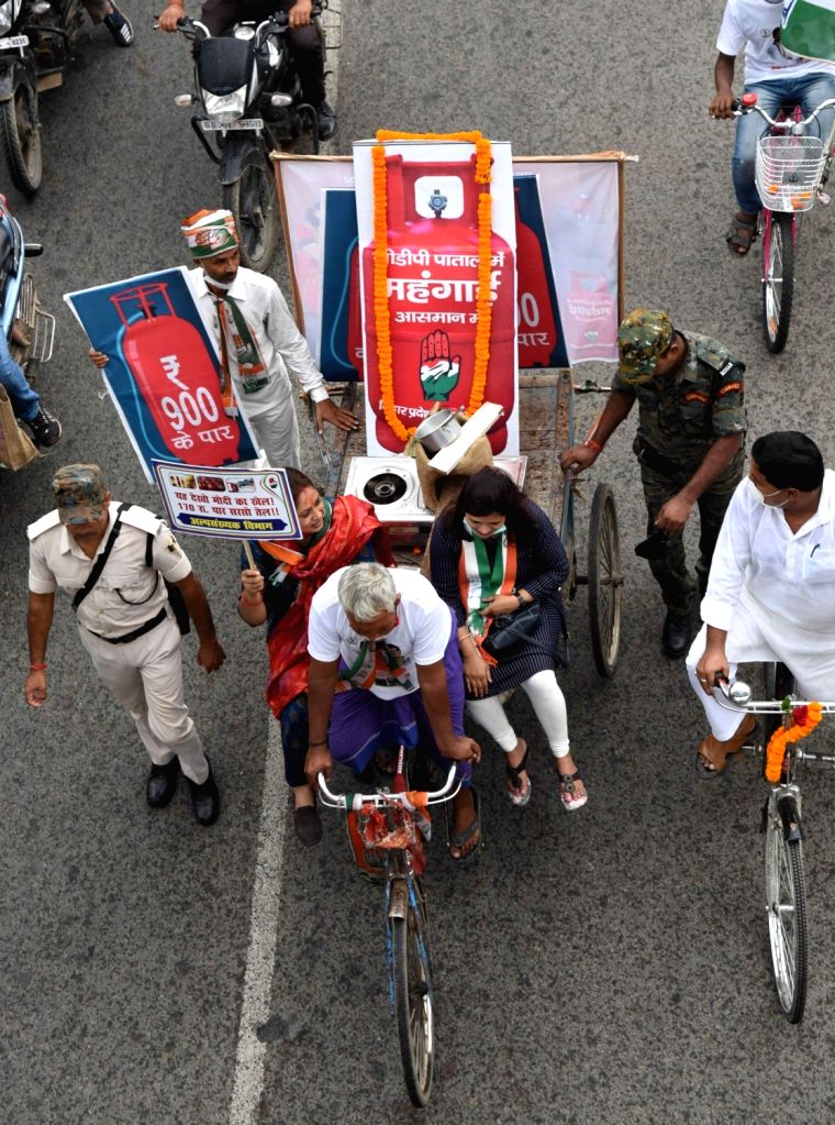 Congress party workers joined the protest against the hike in the ...