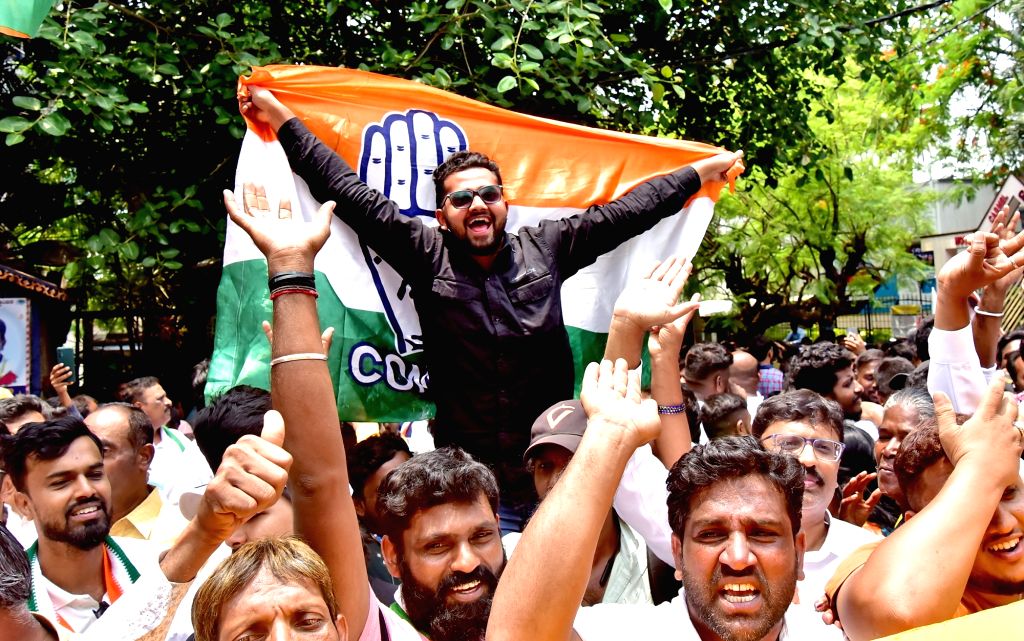 Bengaluru : Congress workers celebrate after the party's win in ...