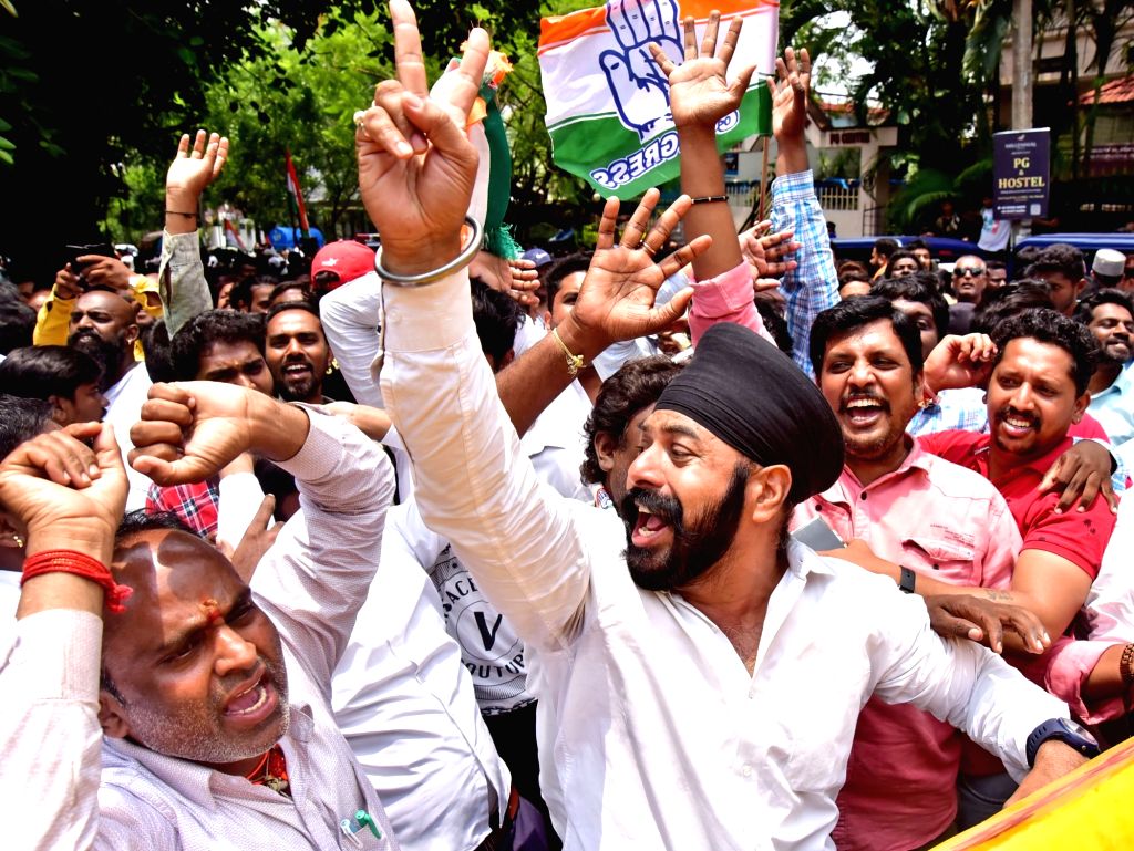 Bengaluru : Congress workers celebrate after the party's win in ...