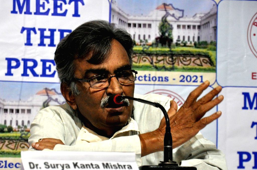 CPI(M) State Secretary Surja Kanta Mishra during meet the press in Kolkata.