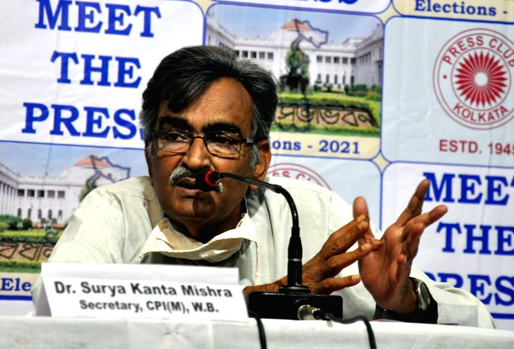CPI(M) State Secretary Surja Kanta Mishra during meet the press in Kolkata.