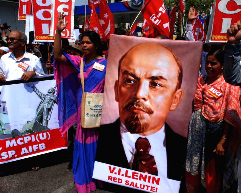 CPI-M demonstration against demolition of Lenin's statue