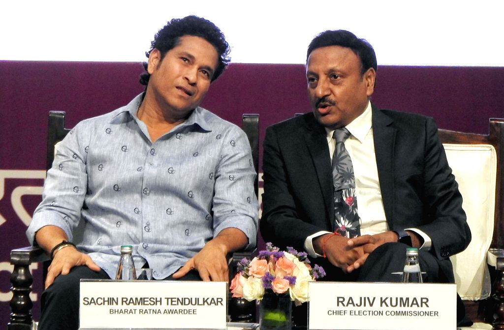Cricket legend Sachin Tendulkar during an event organized by Election ...