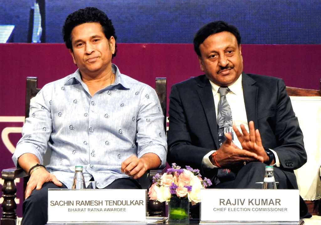 Cricket legend Sachin Tendulkar during an event organized by Election ...
