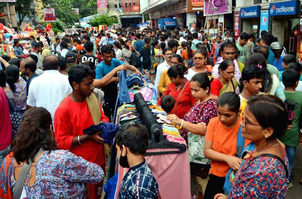 Crowd gather at the New Market area
