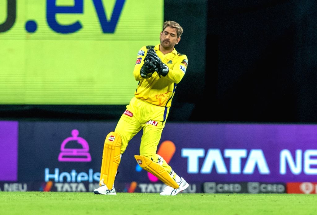 : Chennai: CSK Captain MS Dhoni takes the catch of LSG's Ayush Badoni