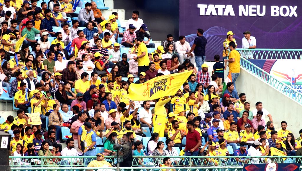 Lucknow : CSK fans cheer during the IPL 2023 match
