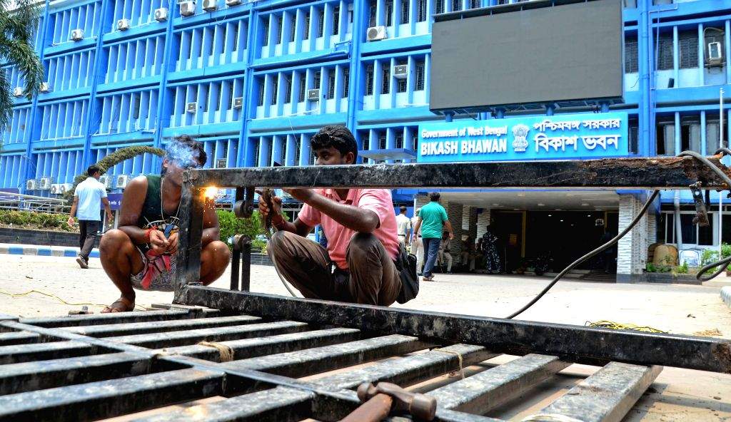 Damaged gate of Bikash Bhawan repaired