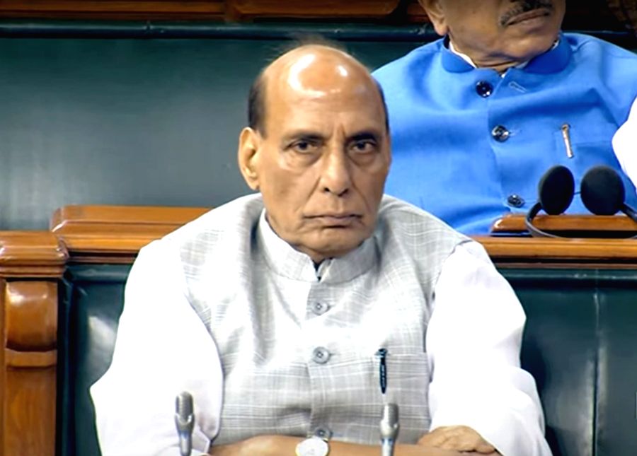Defence Minister Rajnath Singh in the Lok Sabha during Budget Session
