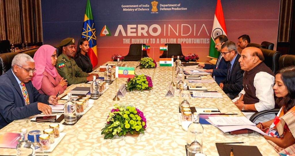 Defence Minister Rajnath Singh meets Defence Minister of Ethiopia Aisha ...