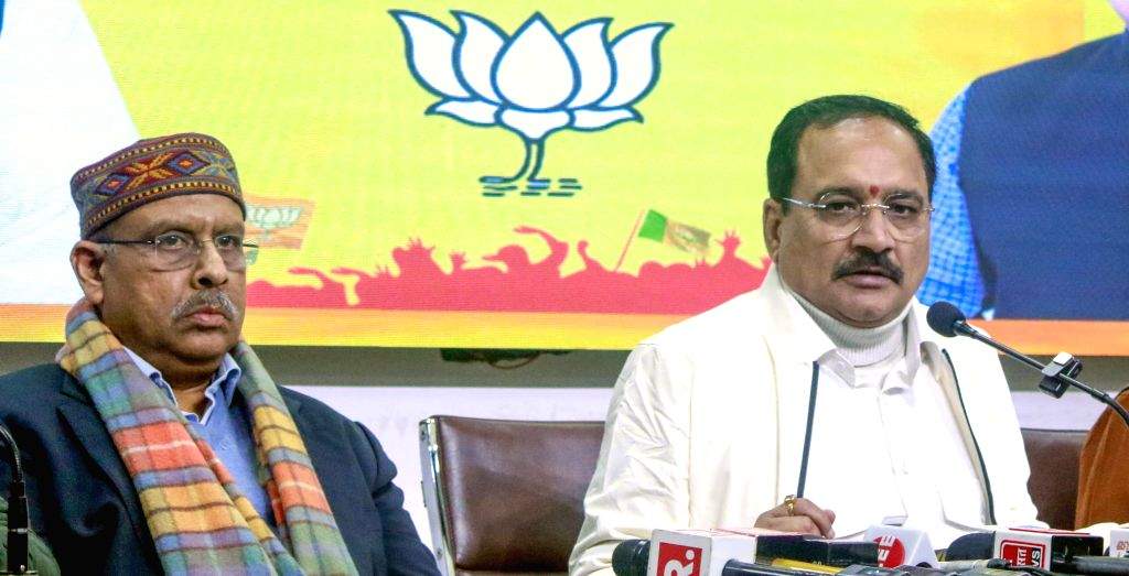 Delhi BJP President Virender Sachdeva addresses a press conference