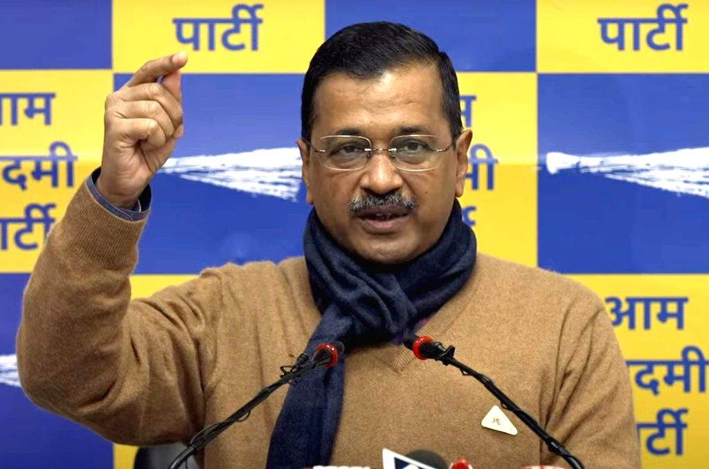 Delhi Cheif Minister Arvind Kejriwal addresses a press conference