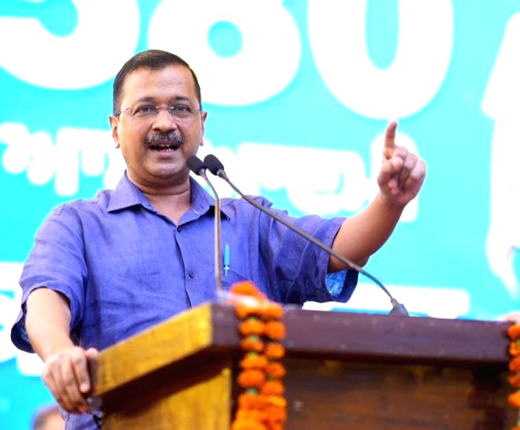 Delhi Chief Minister Arvind Kejriwal addresses during the inauguration ...