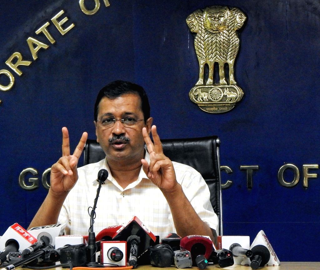 Delhi Chief minister Arvind Kejariwal addresses a press conference at ...
