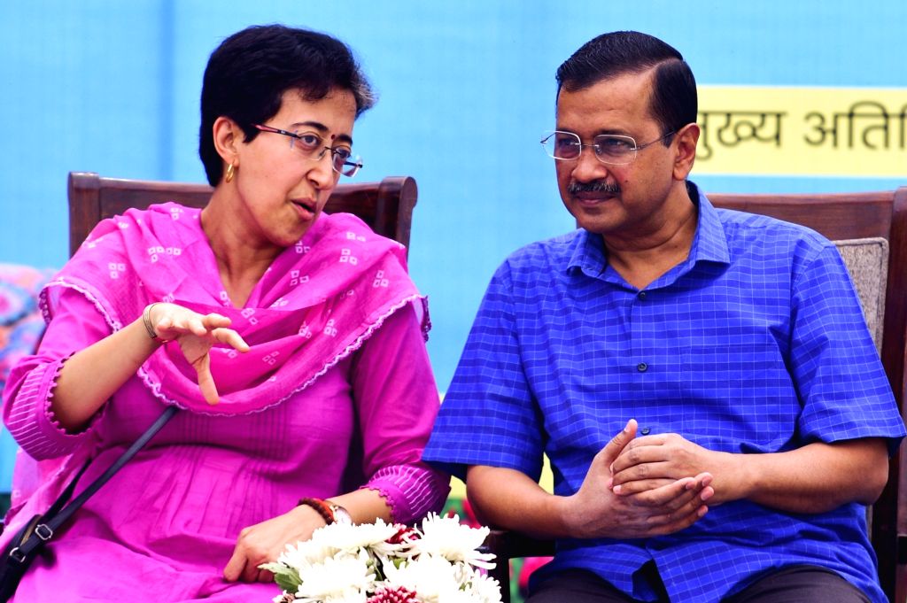 New Delhi : CM Arvind Kejriwal along with Education Minister Atishi ...