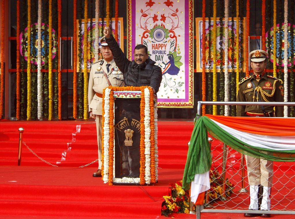 Delhi Chief Minister Arvind Kejriwal during the Republic Day function ...