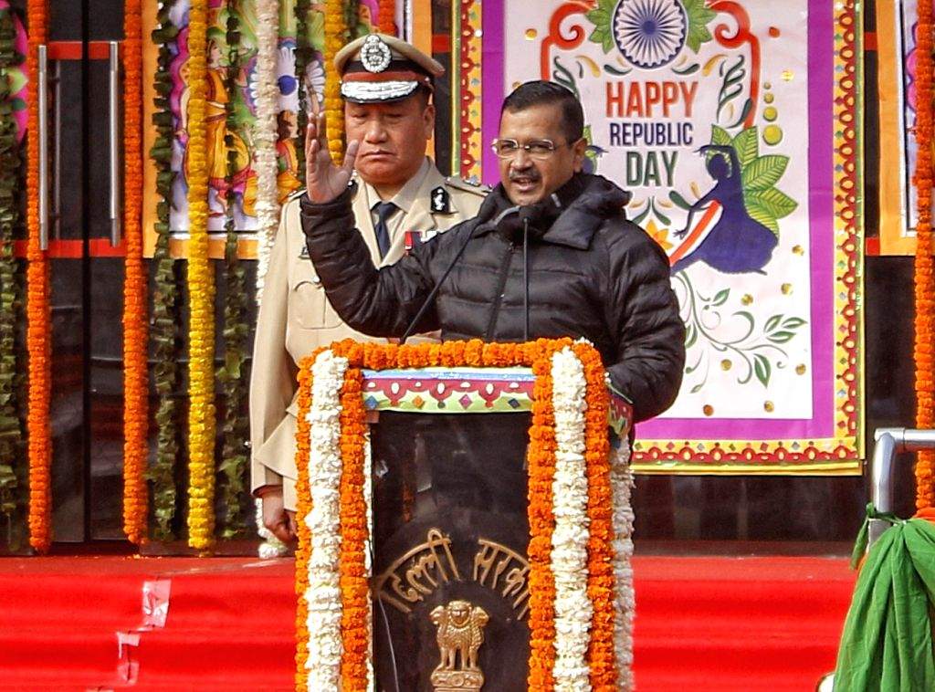 Delhi Chief Minister Arvind Kejriwal during the Republic Day function ...