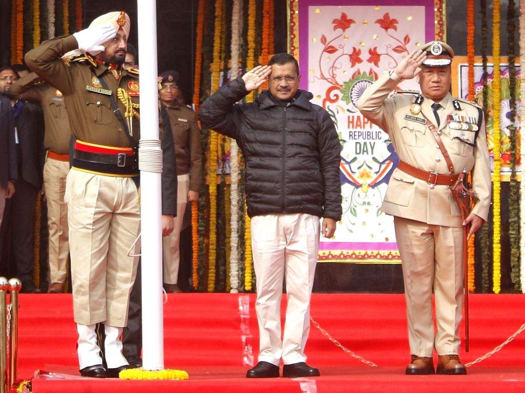 Delhi Chief Minister Arvind Kejriwal during the Republic Day function ...