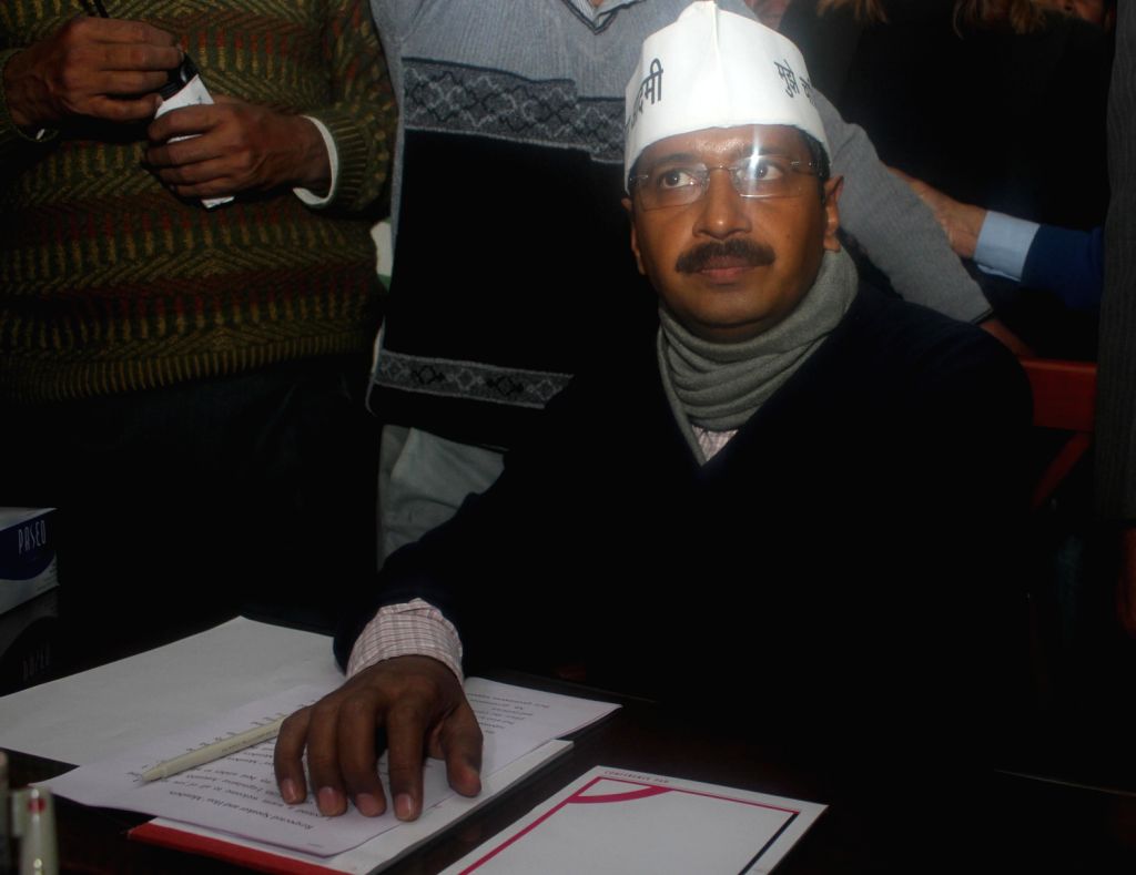 Delhi Chief Minister Arvind Kejriwal speaks to media at Delhi Secretariat