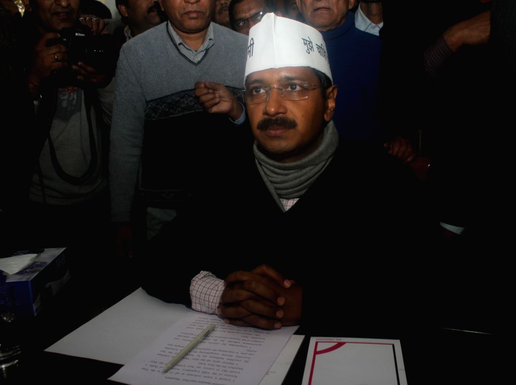 Delhi Chief Minister Arvind Kejriwal speaks to media at Delhi Secretariat