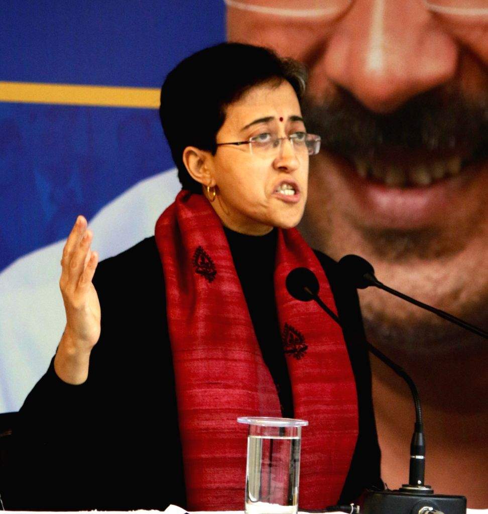 Delhi Chief Minister Atishi addresses a press conference