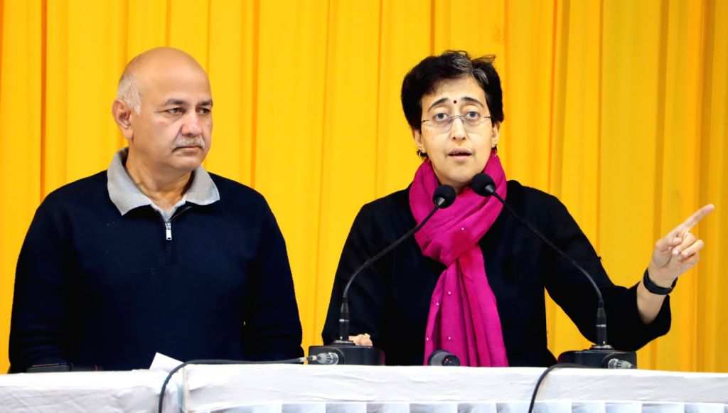 Delhi Chief Minister Atishi addresses a press conference