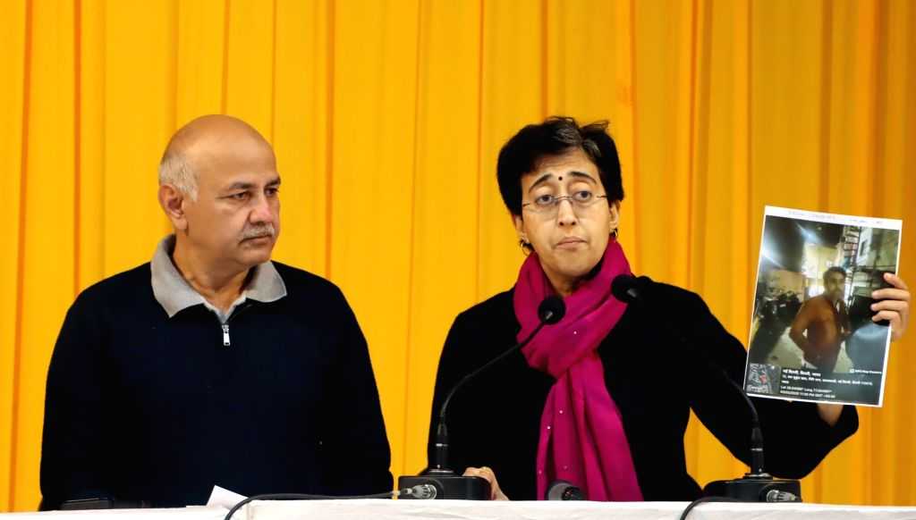Delhi Chief Minister Atishi addresses a press conference