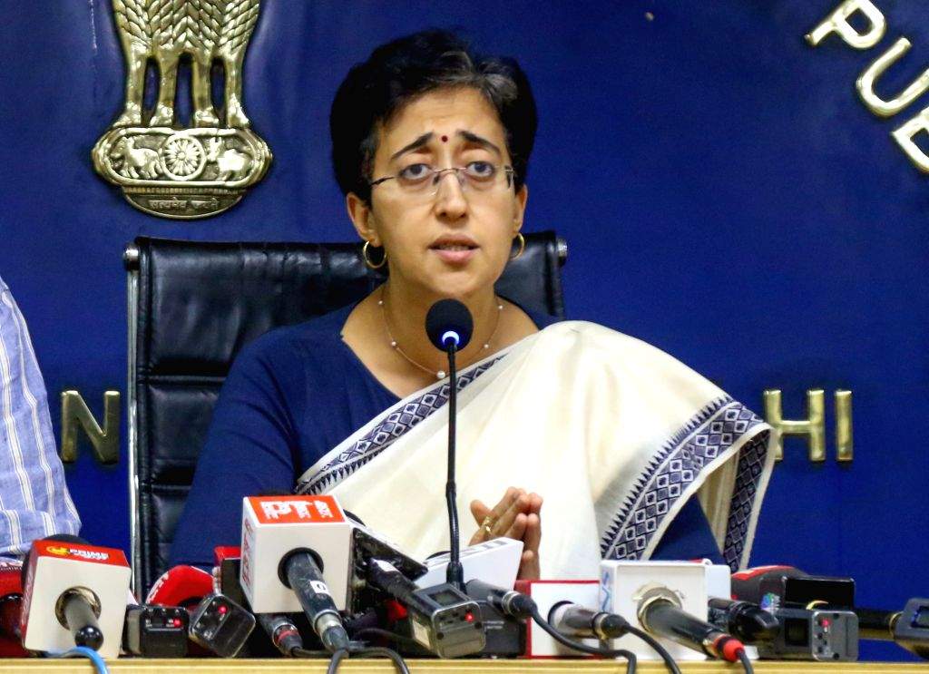 Delhi Chief Minister Atishi and Minister Saurabh Bhardwaj address a ...