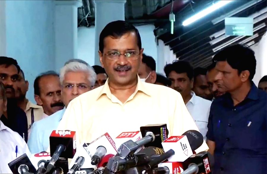 Delhi CM Arvind Kejriwal addresses a press conference