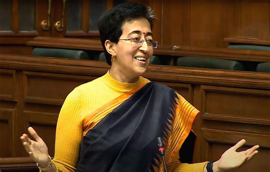 Delhi CM Atishi speaks during the winter session of the Delhi ...