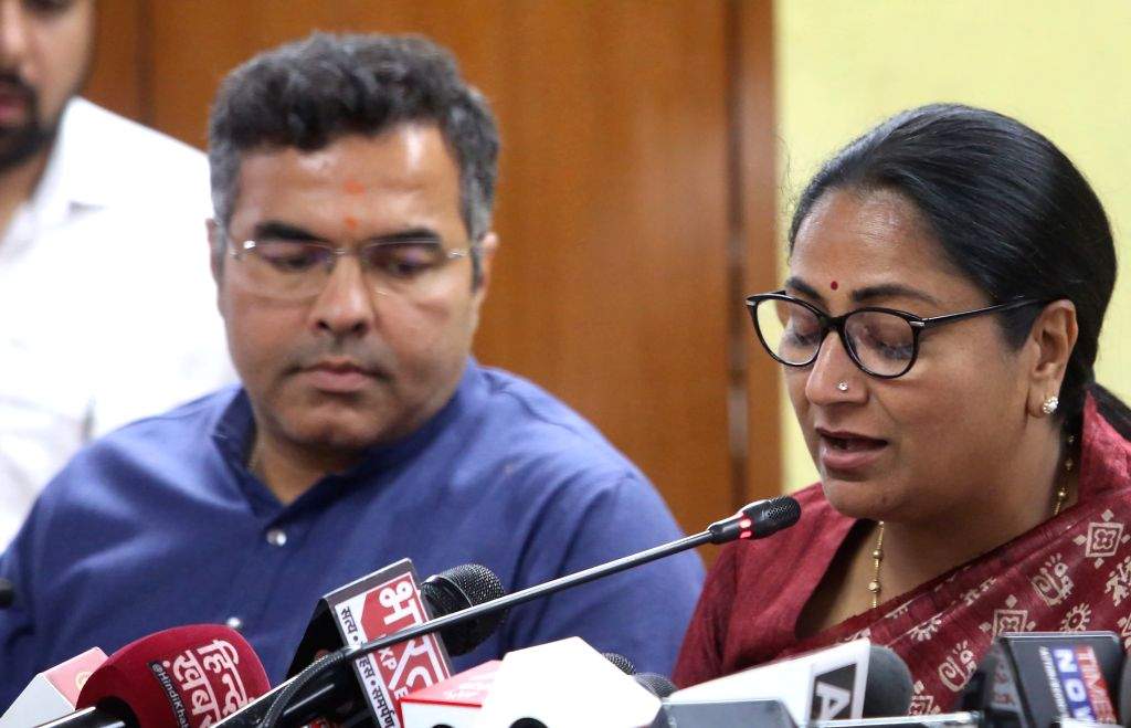 Delhi CM Rekha Gupta during Press Conference After Presenting Budget