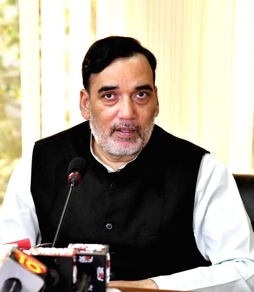 Delhi Environment Minister Gopal Rai addresses a press conference
