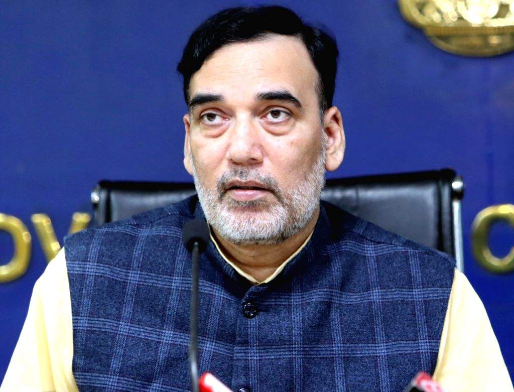 Delhi Environment Minister Gopal Rai addresses a press conference