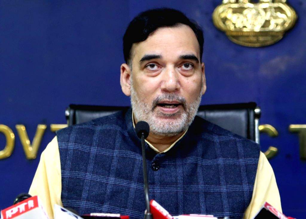 Delhi Environment Minister Gopal Rai addresses a press conference