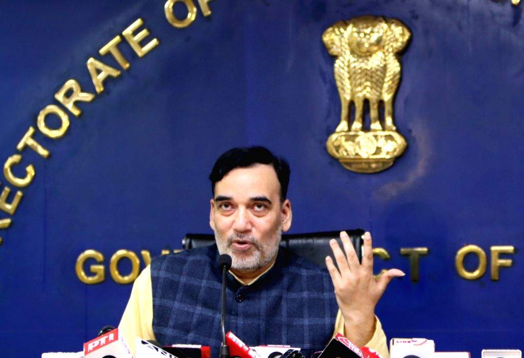 Delhi Environment Minister Gopal Rai addresses a press conference