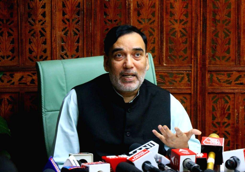 Delhi Environment Minister Gopal Rai addresses a press conference