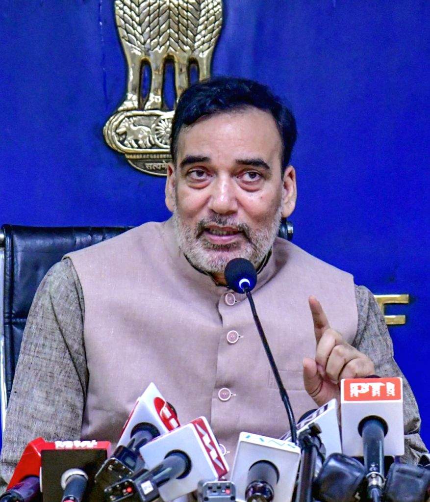 Delhi Environment Minister Gopal Rai addresses a press conference