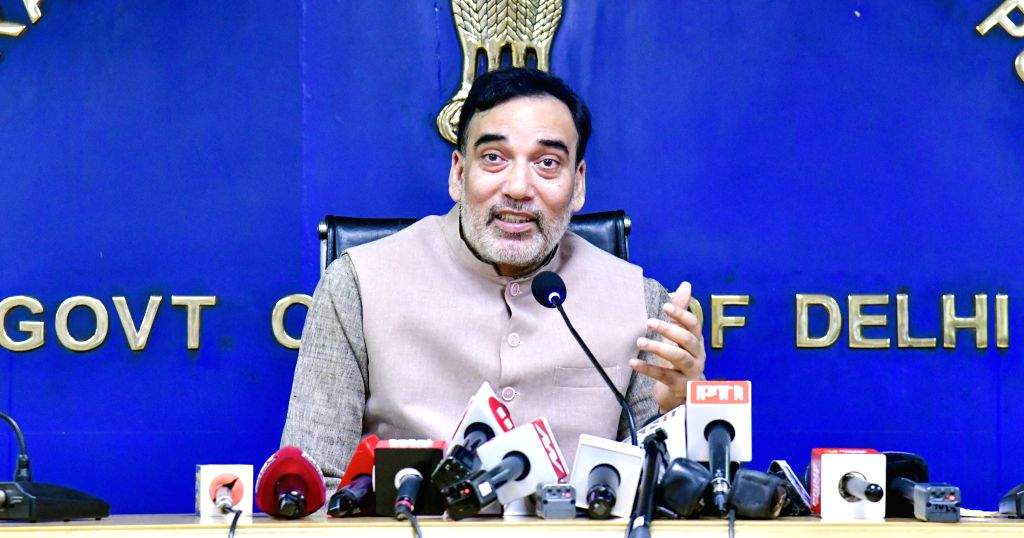 Delhi Environment Minister Gopal Rai addresses a press conference