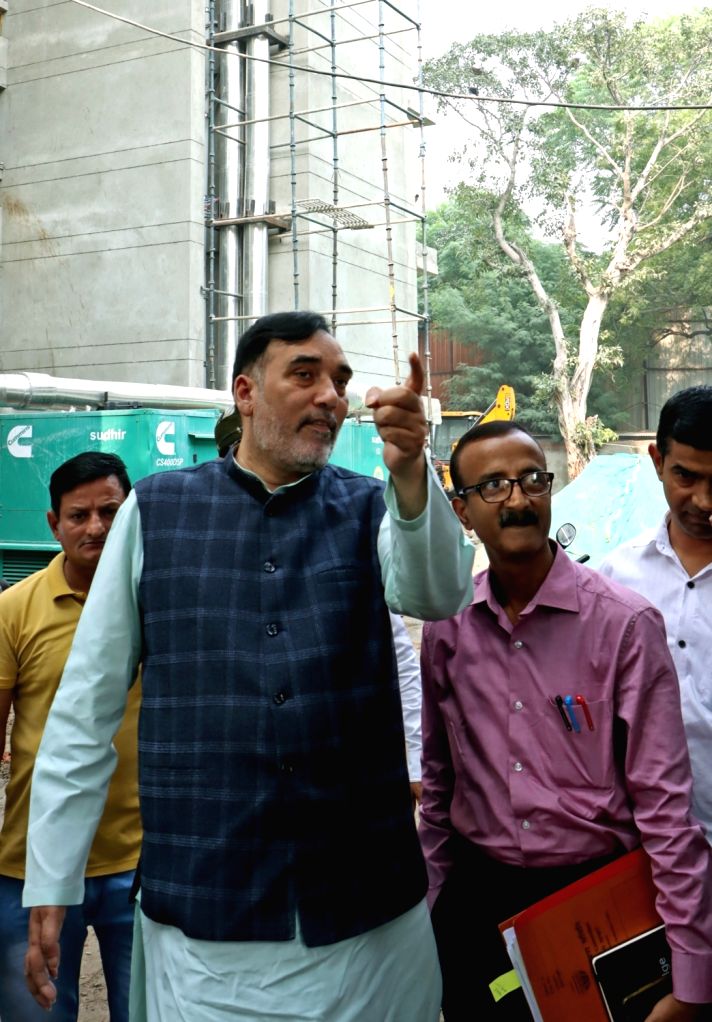 Delhi Environment Minister Gopal Rai visits at a construction site