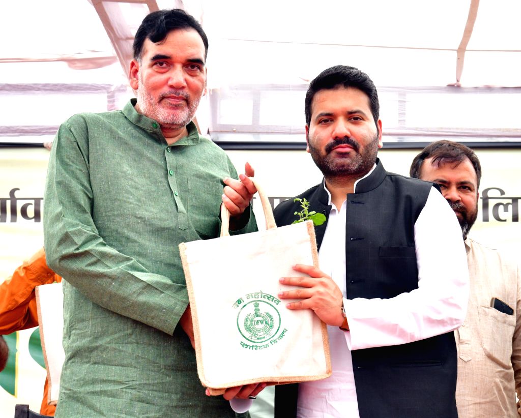 Delhi Minister Gopal Rai during 'Van Mahotsav'organized at Polo Ground ...