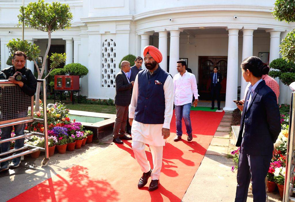 Delhi Minister Manjinder Singh Sirsa leaves after Assembly session