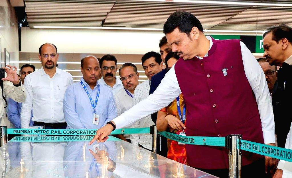 Devendra Fadnavis inspects replica of Mumbai Metro