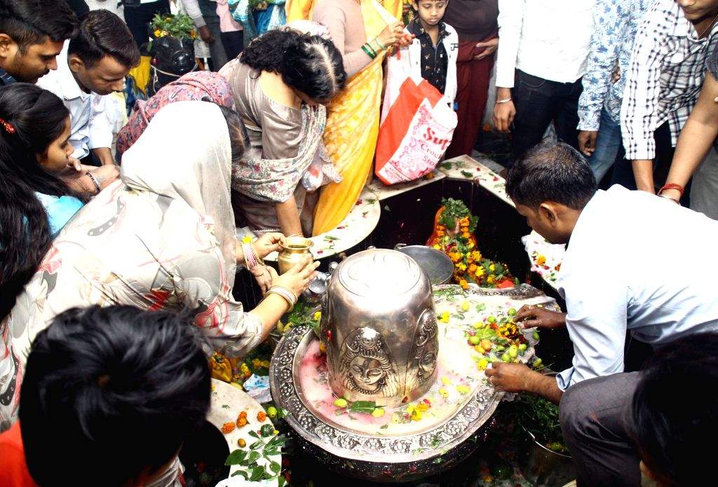 Devotees at the Gufa Wala Mandir on the Mahashivratri festival