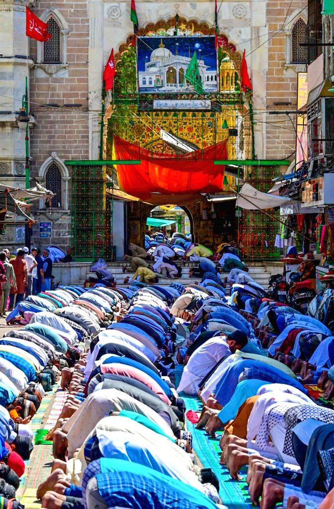 Devotees offer the first Friday namaz during the holy month of Ramadan