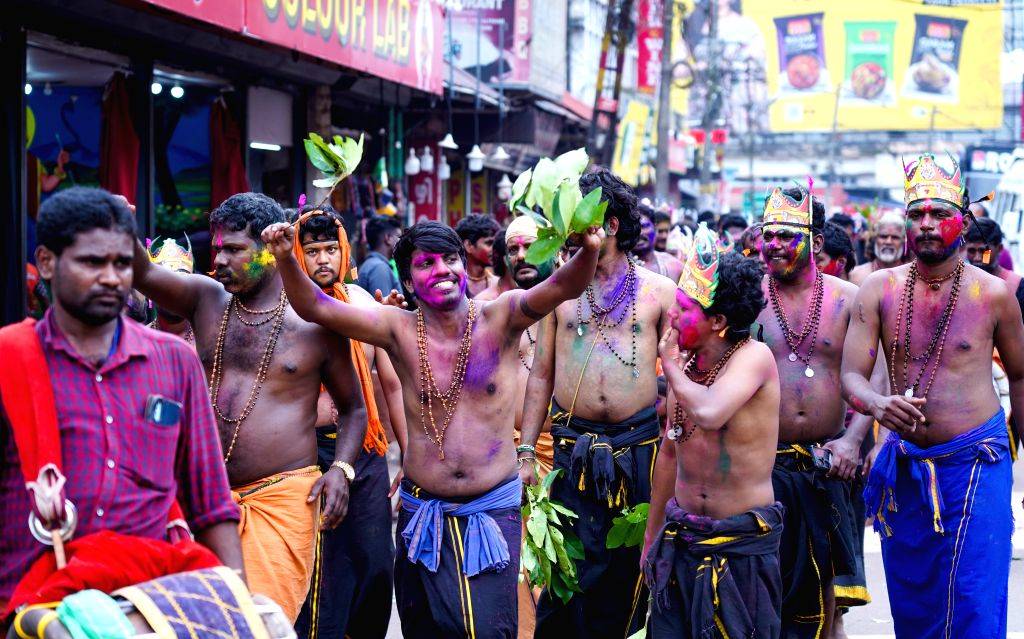 Devotees perform the Pettathullal (ritualistic dance) as part of the ...